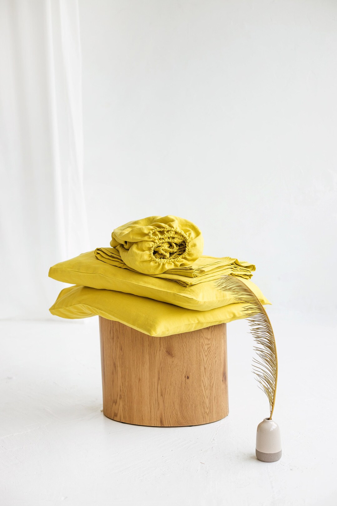 Chartreuse Yellow Linen Sheet Set,linen Sheets and Pillowcases Set,set ...