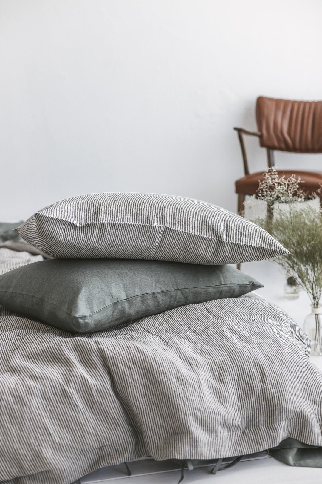 Natural Linen Pillow Cover With Zipper, Zippered Linen Pillowcases ...