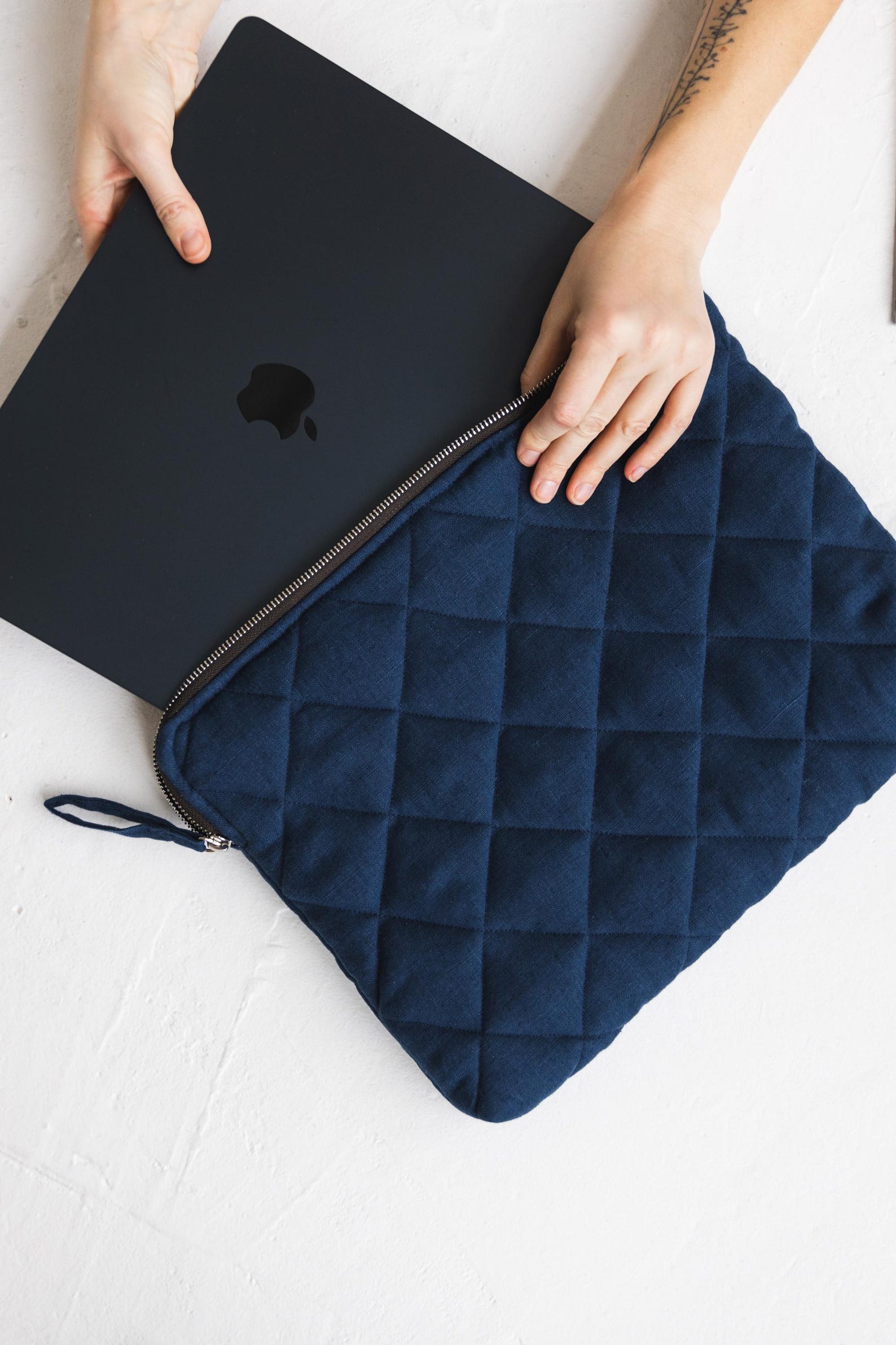 Linen Laptop Sleeve,linen Computer Case,quilted Linen MacBook Case ...