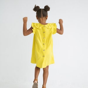 Girls Linen Dress With Ruffles, Natural Linen Sleeveless Dress, Toddler ...