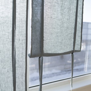 27''/70cm Wide Pigeon Gray Linen Roll-up Blind, Linen Window Blind With ...