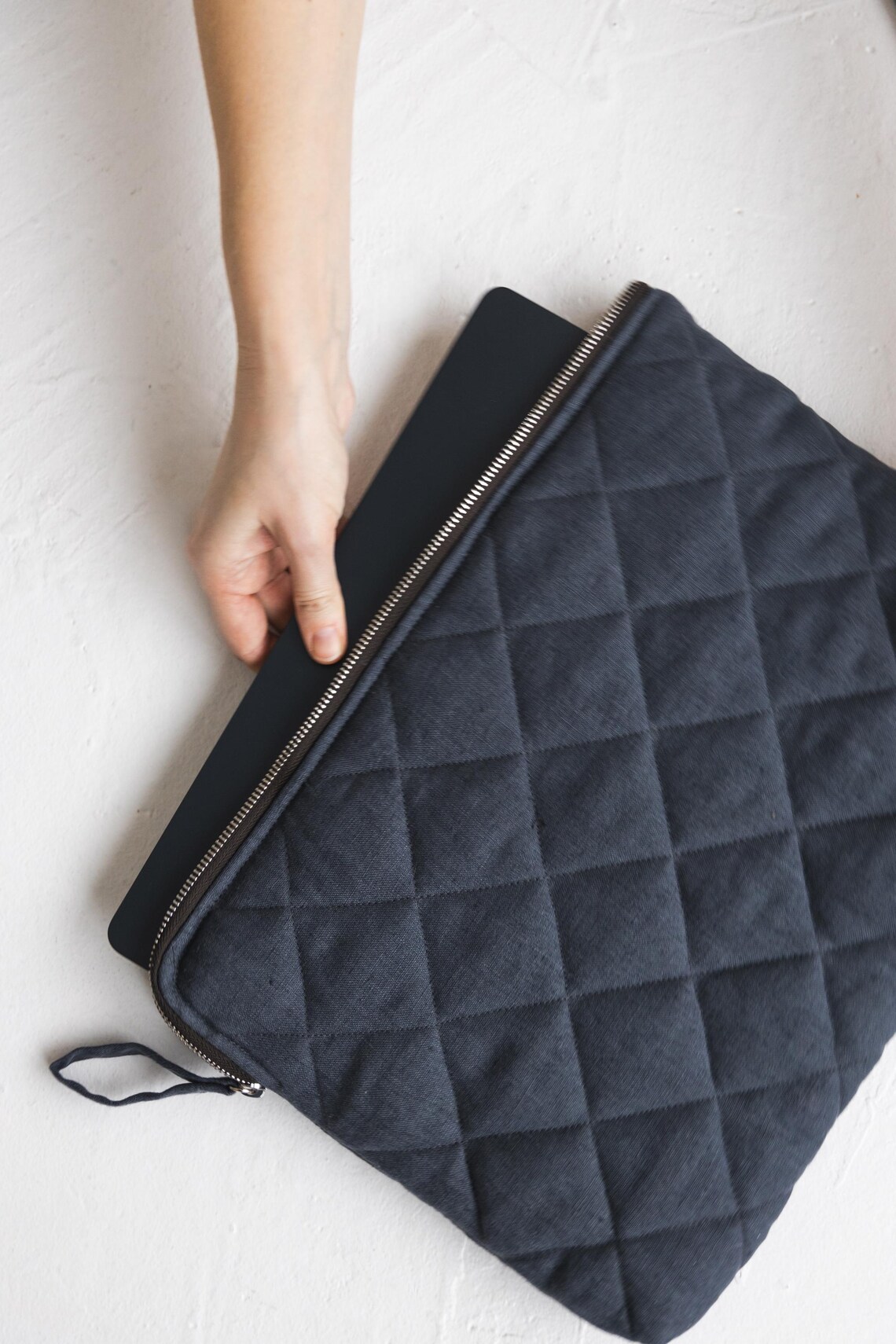 Linen Laptop Sleeve,linen Computer Case,quilted Linen MacBook Case ...