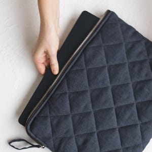 Linen Laptop Sleeve,linen Computer Case,quilted Linen MacBook Case ...