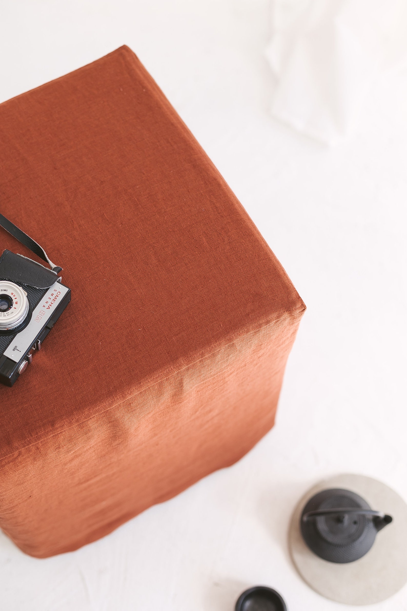 Rust Linen Ottoman Cover Custom Size Linen Ottoman Slipcover - Etsy