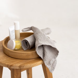 Linen Face Cloth Set of 2, Waffle Linen Face Towel, Compact Foldable ...