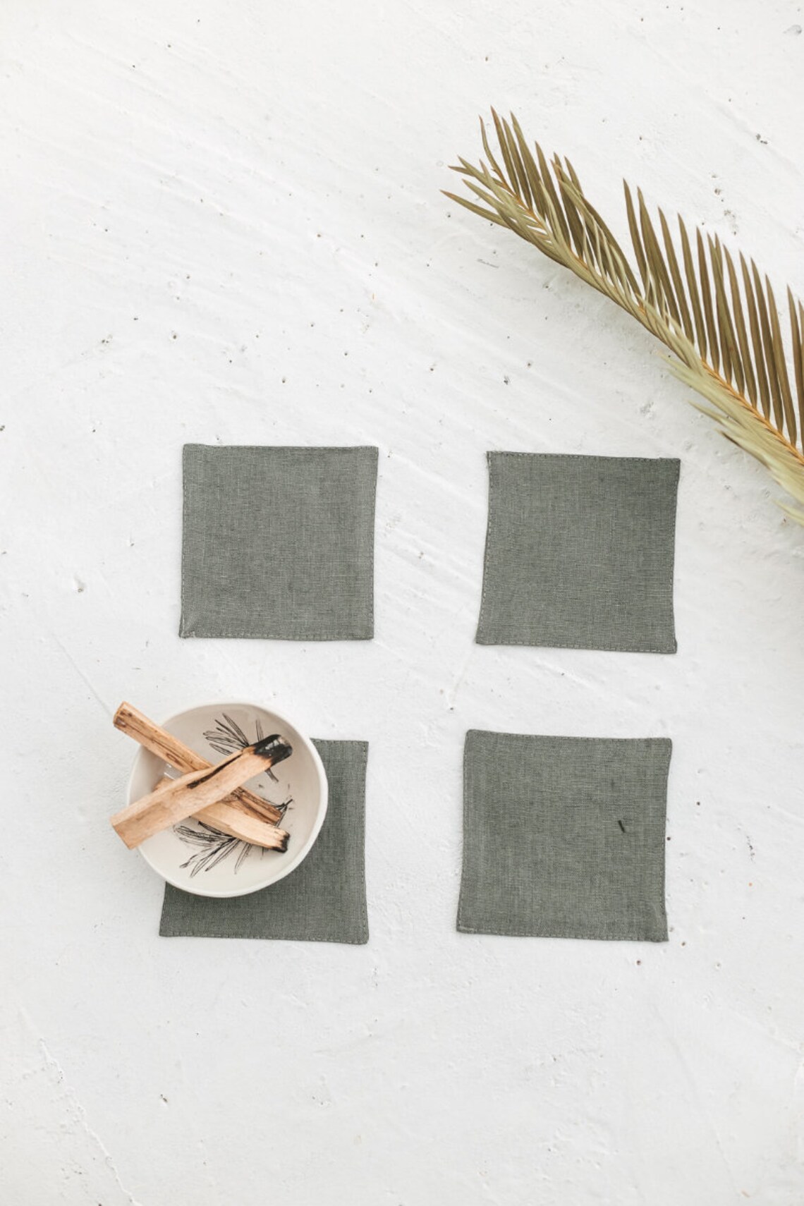 Natural Linen Coasters Set, Reusable Linen Coasters, Double Layer Linen ...