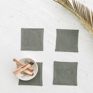 Natural Linen Coasters Set, Reusable Linen Coasters, Double Layer Linen ...