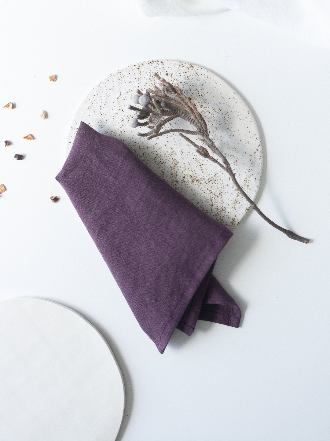 Plum Softened Linen Napkins Set, Eggplant Violet Linen Cloth Napkins ...