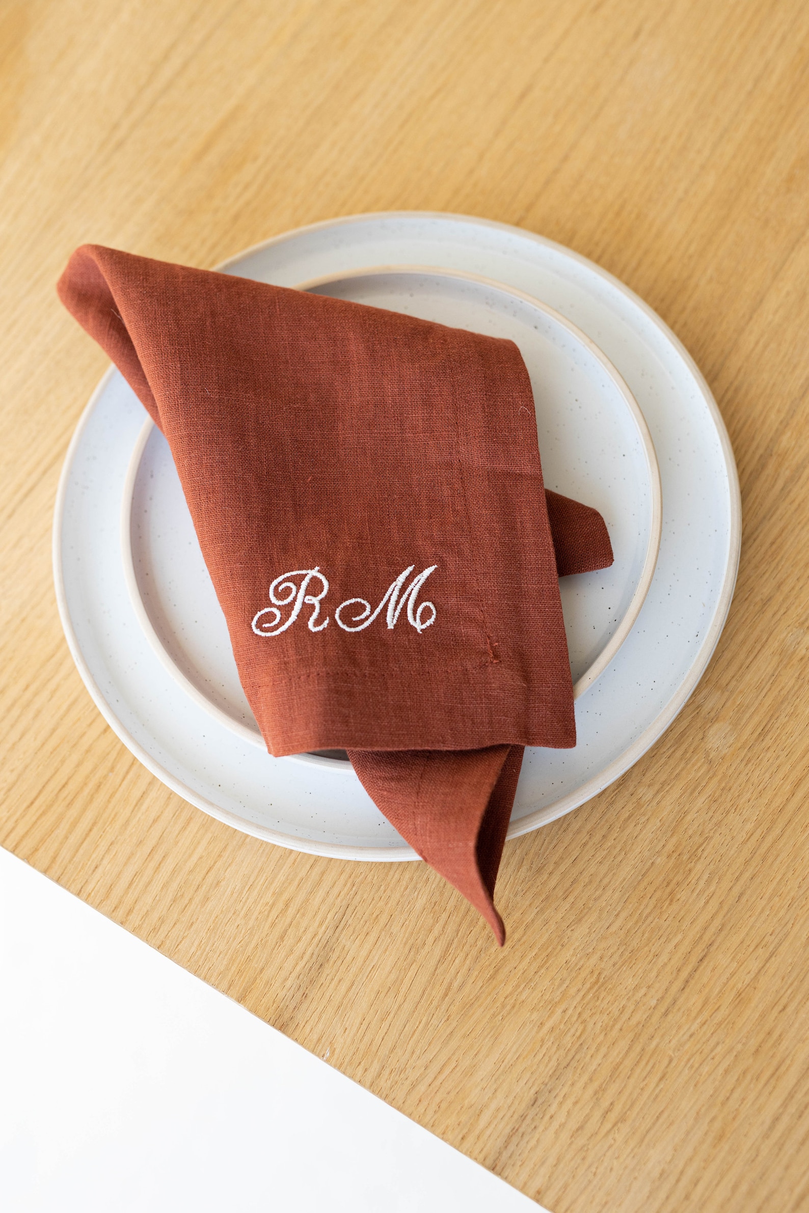 Embroidered Linen Napkins Set, Monogrammed Linen Napkins, Personalized ...