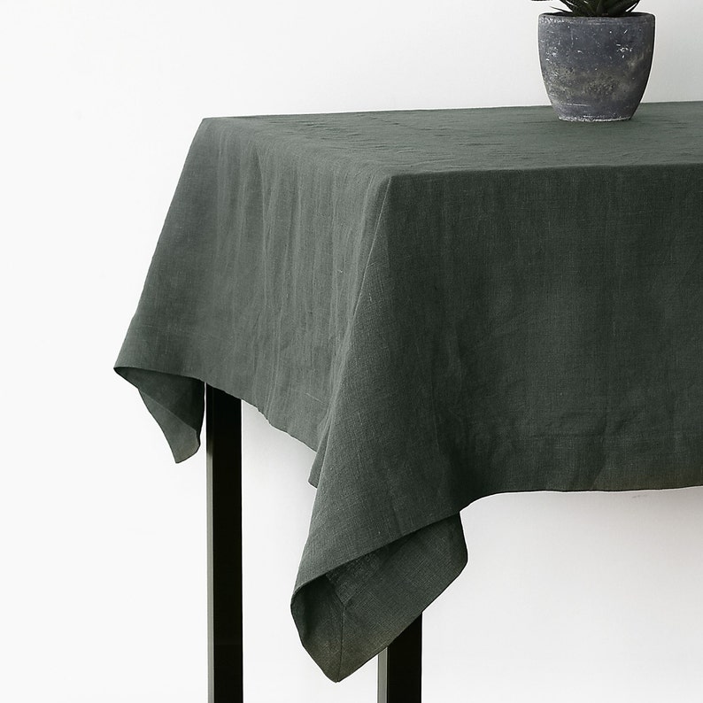 Pure and Natural Grey Linen Tablecloth With Mitered Corners - Etsy