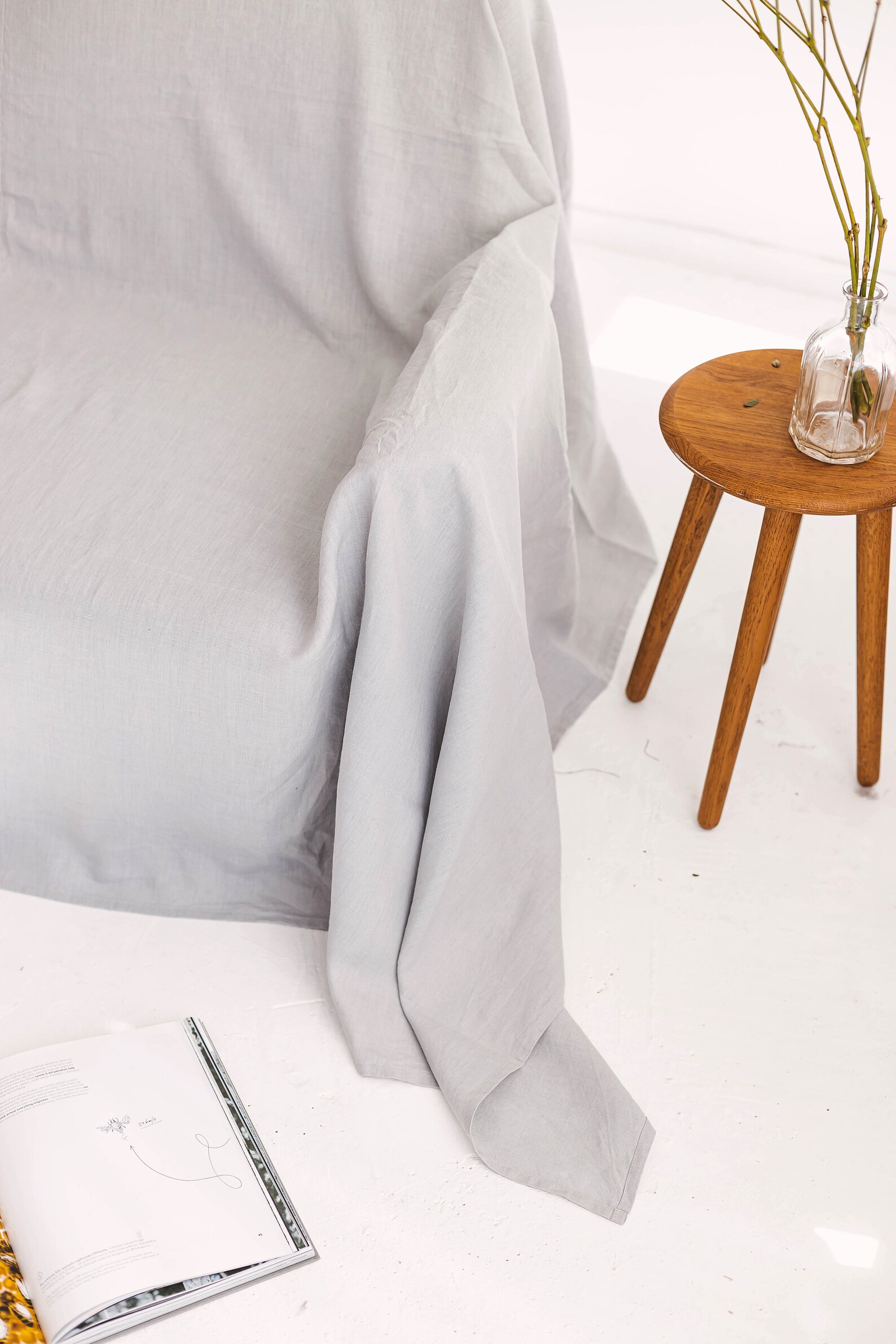 Cloud Grey Linen Couch Cover Linen Drop Cloth Couch Cover - Etsy