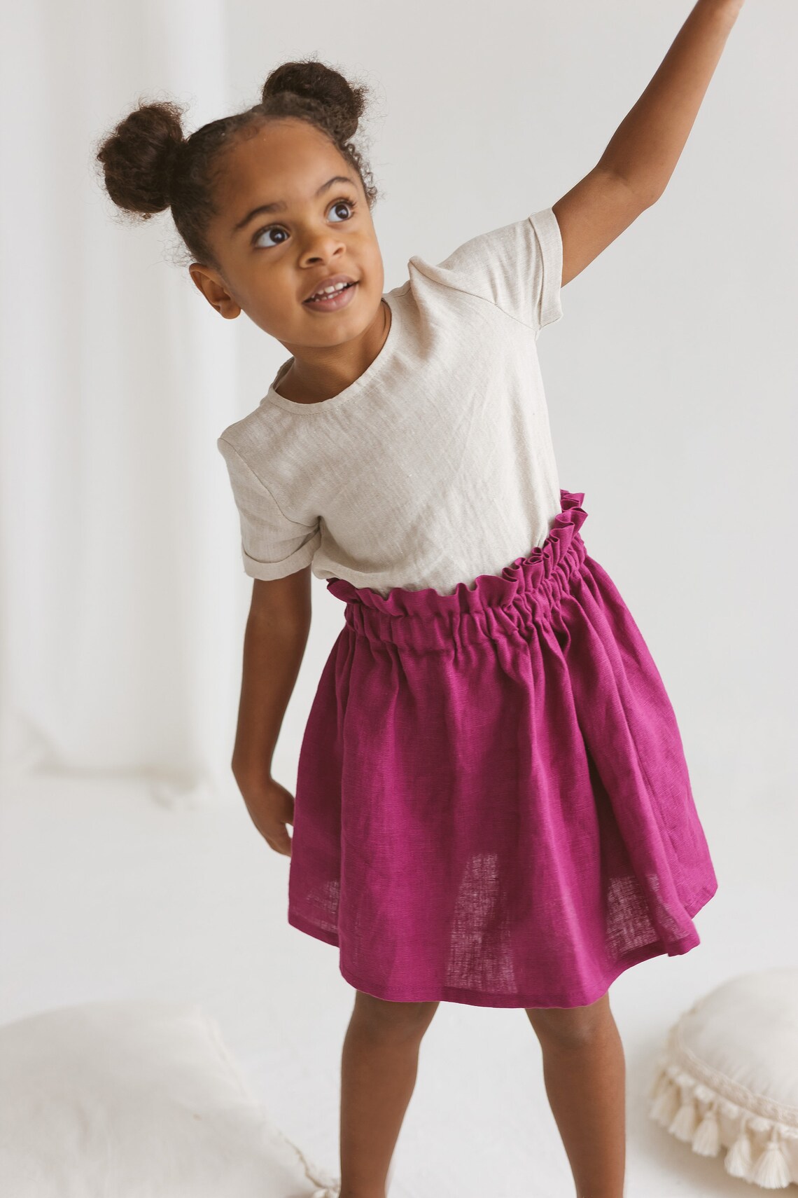 Girls Linen Skirt,short Linen Skirt for Girl,linen Pink Girls Skirt ...