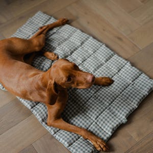 Portable Linen Pet Mat, Dog Roll-up Travel Mat, Two-sided Linen Pet Bed ...