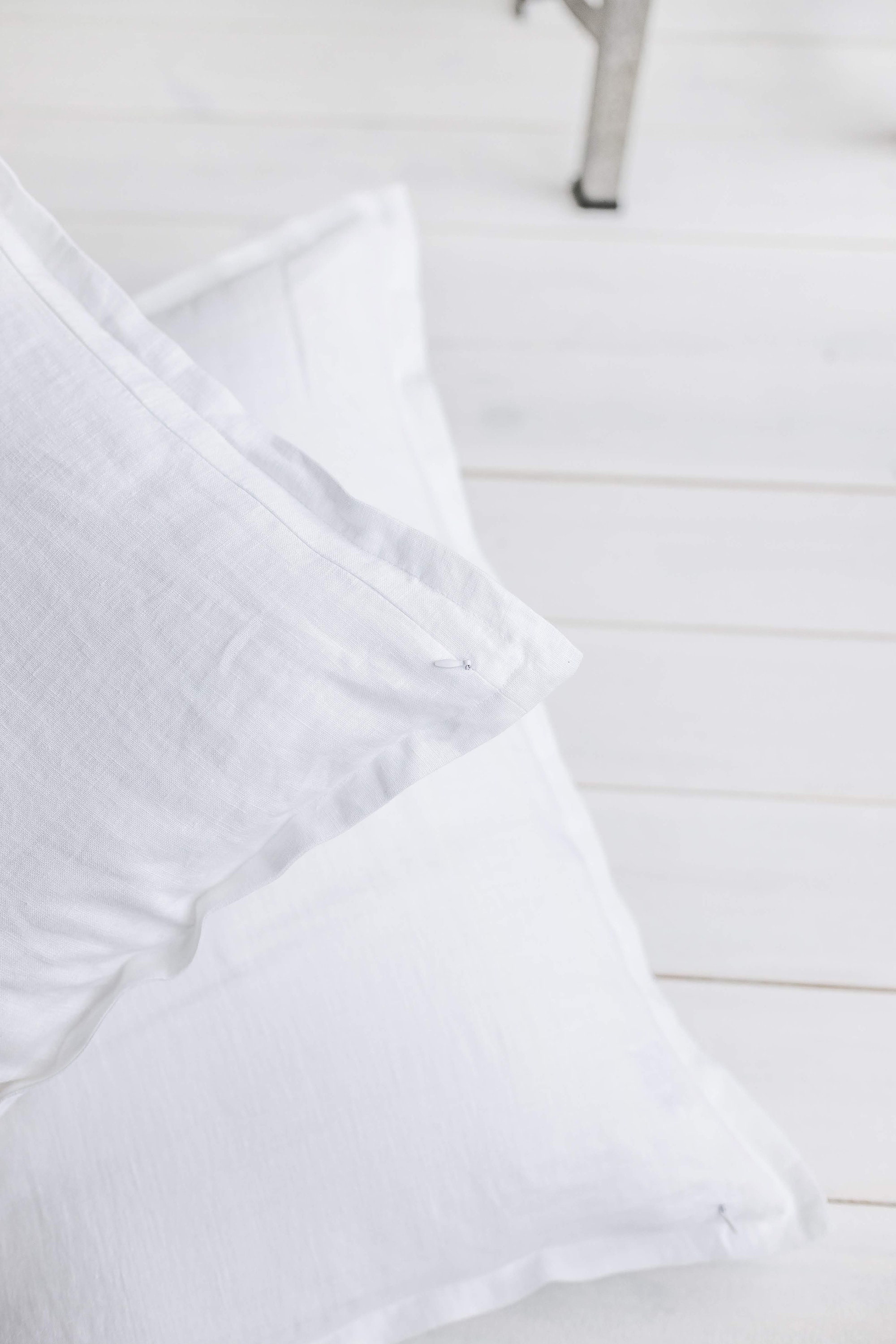 White Linen Pillow Cover With Flanges, Flanged Linen Pillow Sham,throw ...