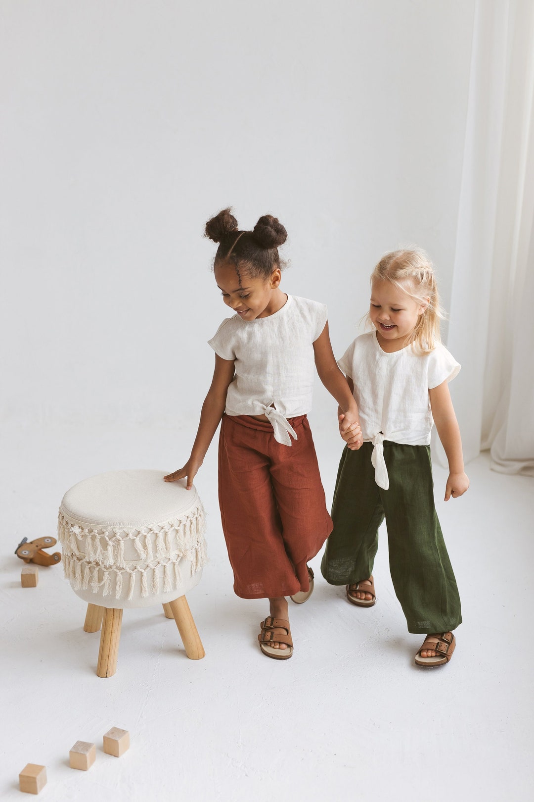 Girls Linen Culottes, Unisex Linen Pants Kids, Linen Culotte Pants ...