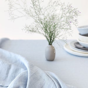 Ice Blue Linen Tablecloth, Soft Linen Tablecloth, Linen Handmade Table ...