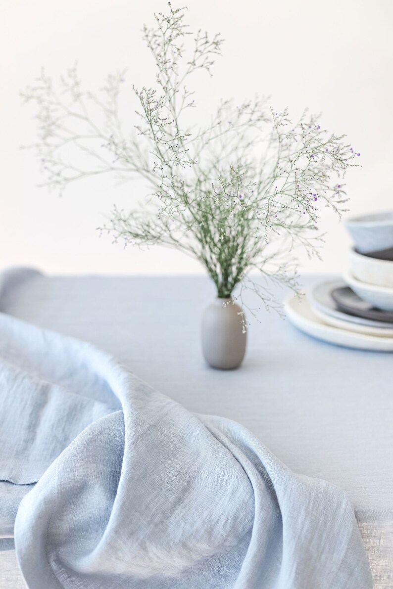 Ice Blue Linen Tablecloth Soft Linen Tablecloth Linen - Etsy
