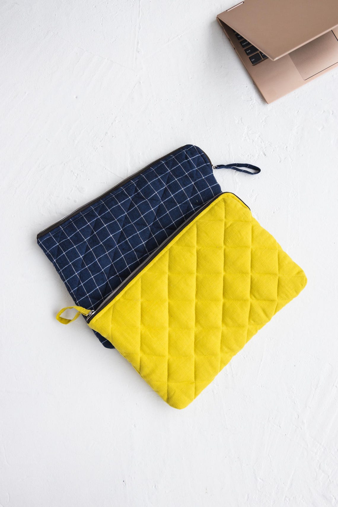 Linen Laptop Sleeve,linen Computer Case,quilted Linen MacBook Case ...