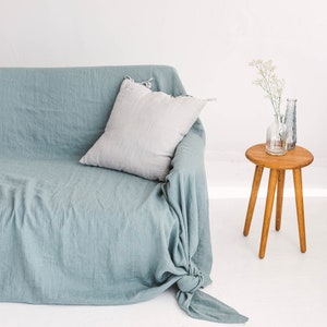 Rusty Linen Couch Cover, Rust Linen Drop Cloth Sofa Cover, Natural Sofa ...