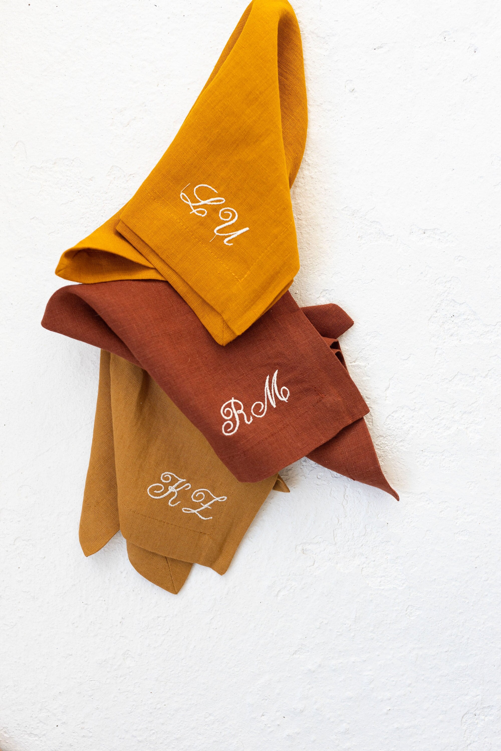 Embroidered Linen Napkins Set, Monogrammed Linen Napkins, Personalized ...