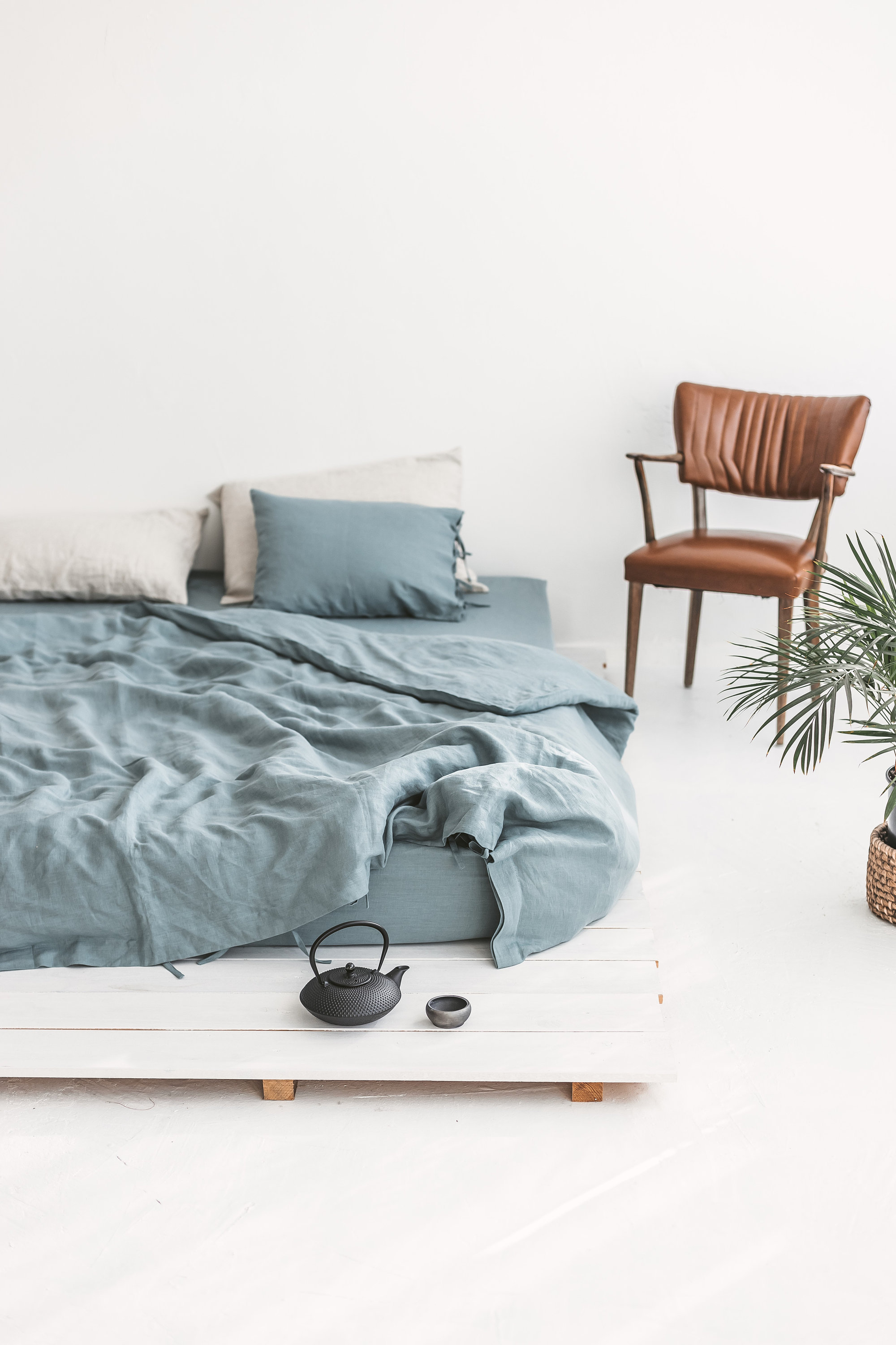 Linen Duvet Cover and Pillowcases Blue Linen Bedding Set | Etsy