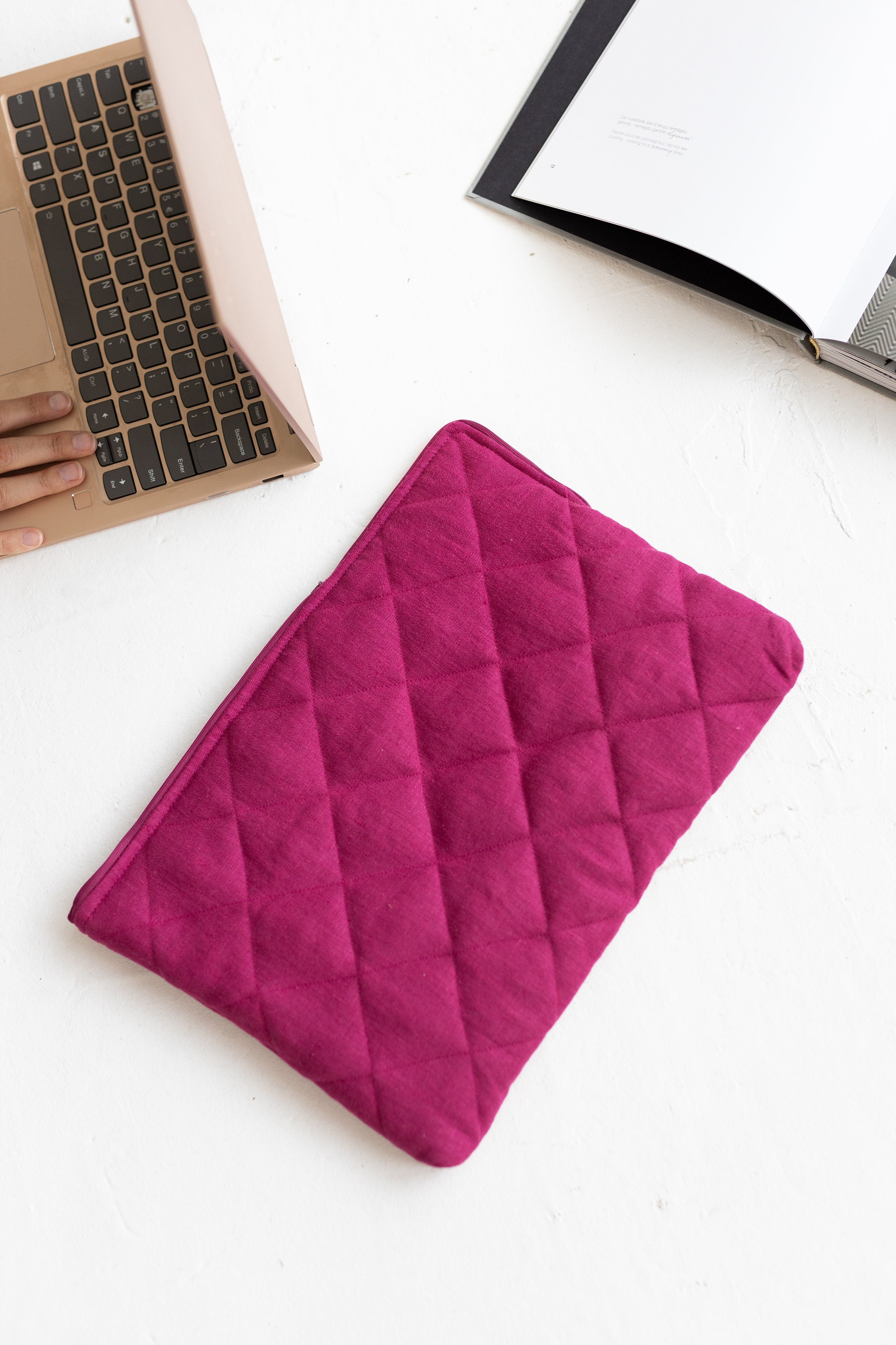 Linen Laptop Sleeve,linen Computer Case,quilted Linen MacBook Case ...