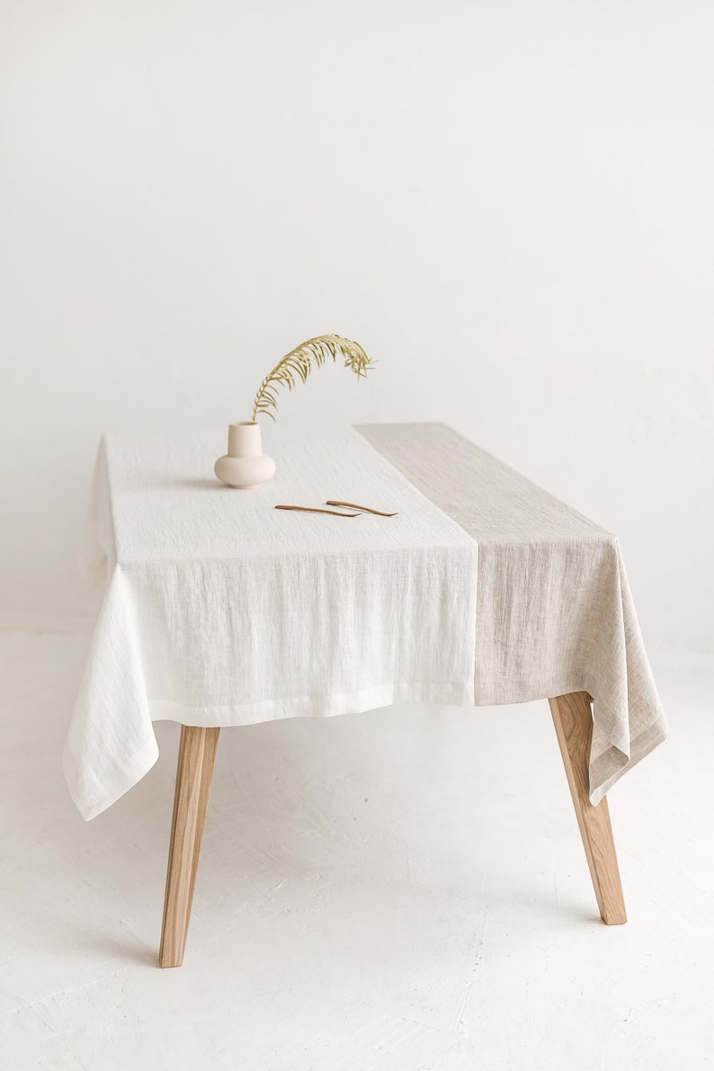 Color Block Rusty Linen Tablecloth Rust Soft Linen | Etsy