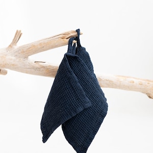 Linen Face Cloth Set of 2, Waffle Linen Face Towel, Compact Foldable ...