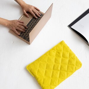 Linen Laptop Sleeve,linen Computer Case,quilted Linen MacBook Case ...