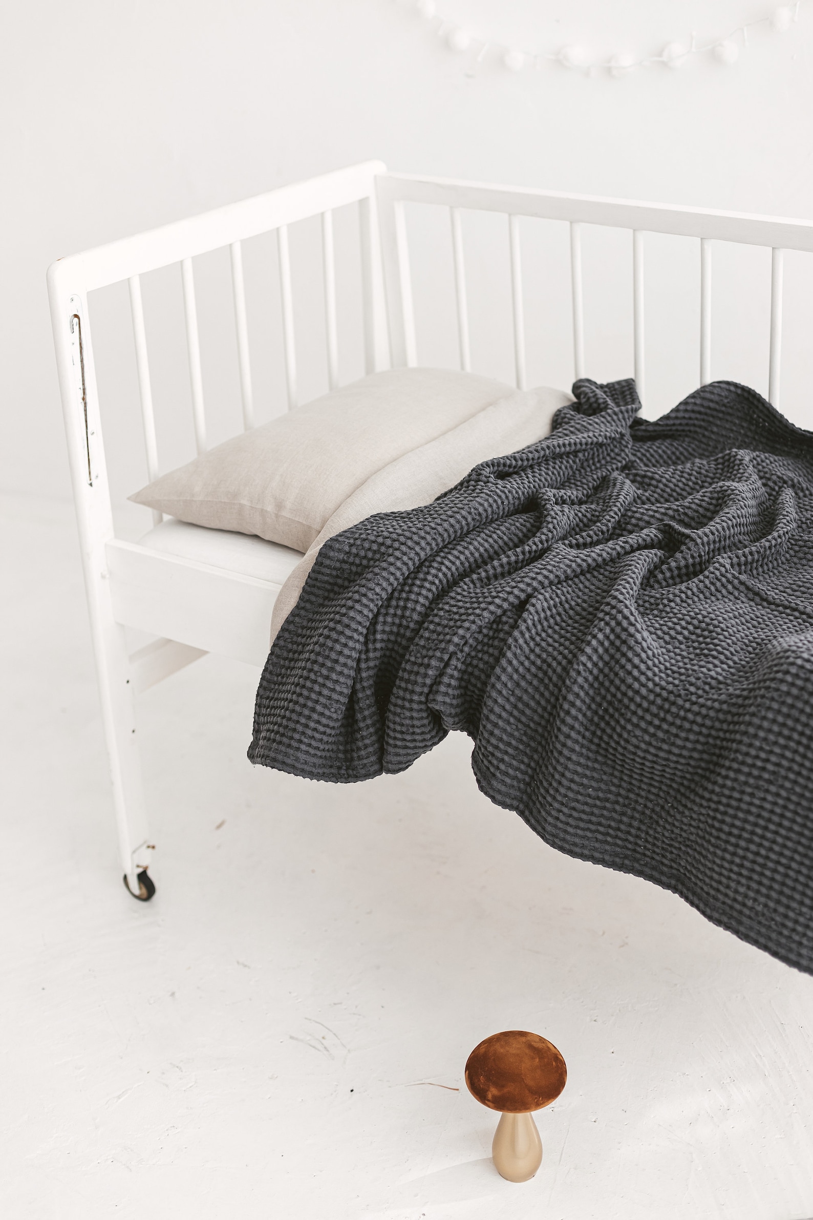 Linen Baby Blanket, Light Blue Waffle Linen Blanket, Linen Baby Throw ...