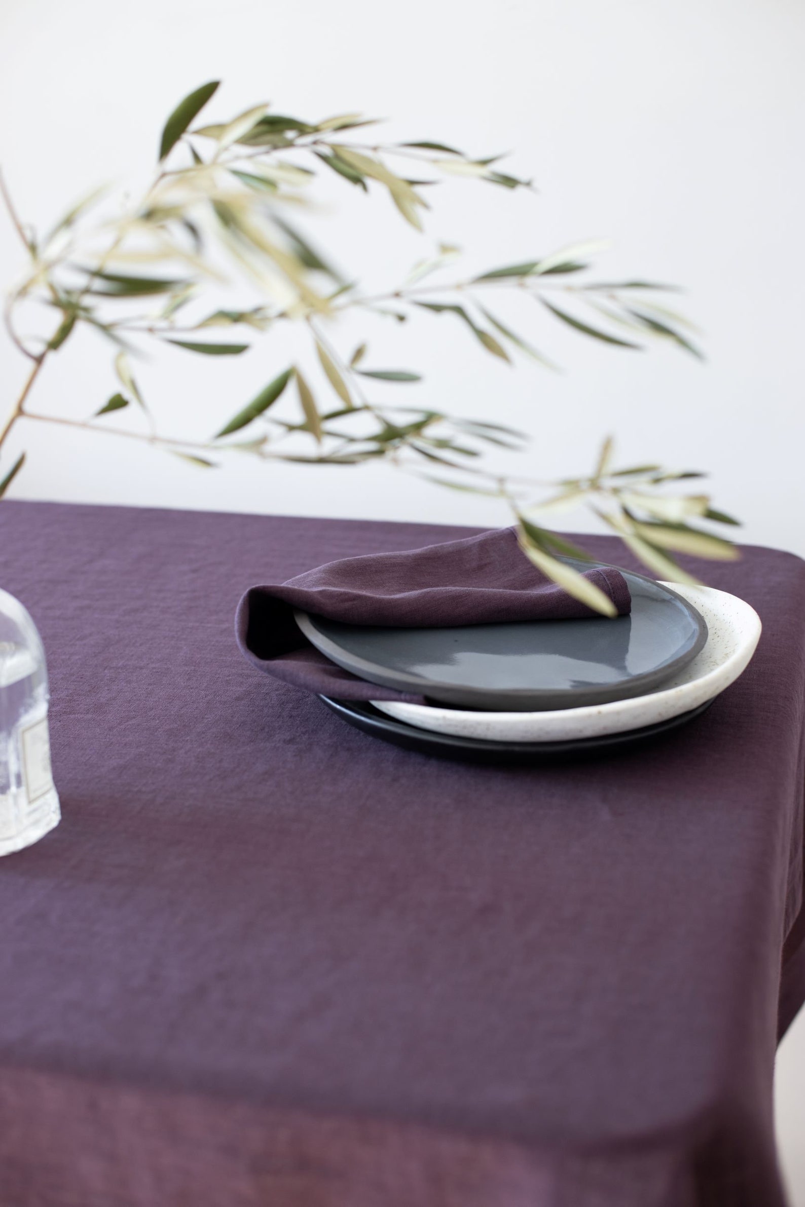 Plum Linen Tablecloth, Soft Linen Tablecloth, Linen Handmade Table ...