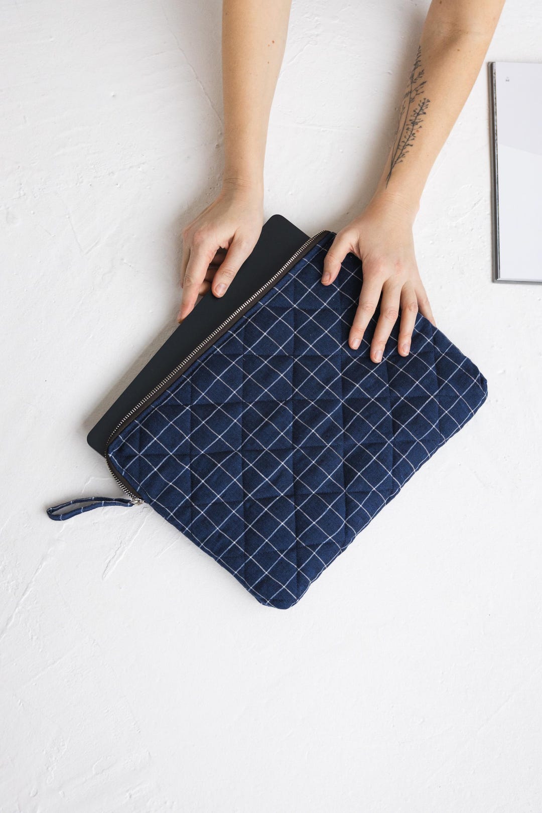 Linen Laptop Sleeve,linen Computer Case,quilted Linen MacBook Case ...