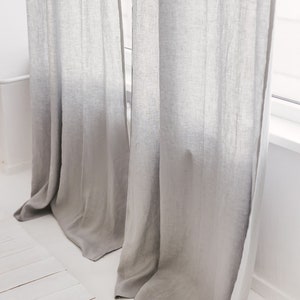 55"/140 Cm Wide Light Grey Linen Curtain, Gray Linen Window Drape ...