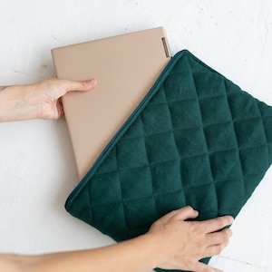 Linen Laptop Sleeve,linen Computer Case,quilted Linen MacBook Case ...