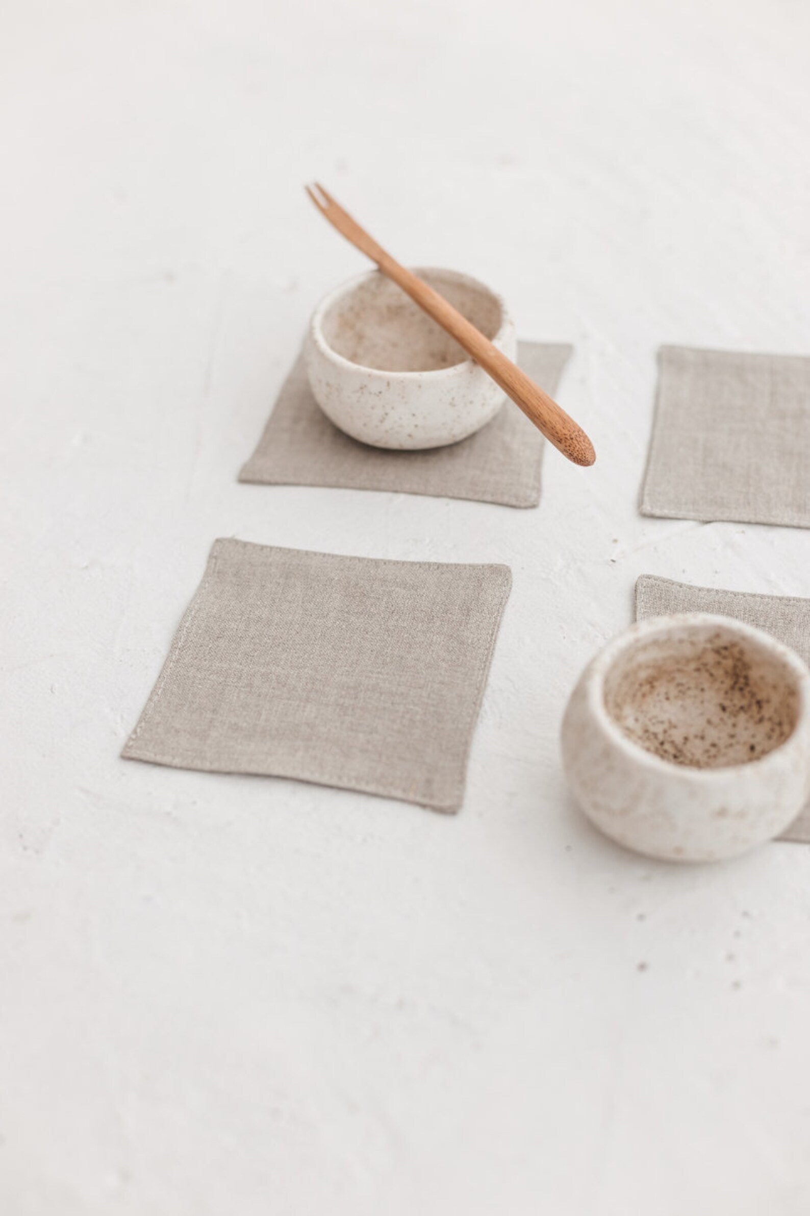 Natural Linen Coasters Set Reusable Linen Coasters Double - Etsy UK