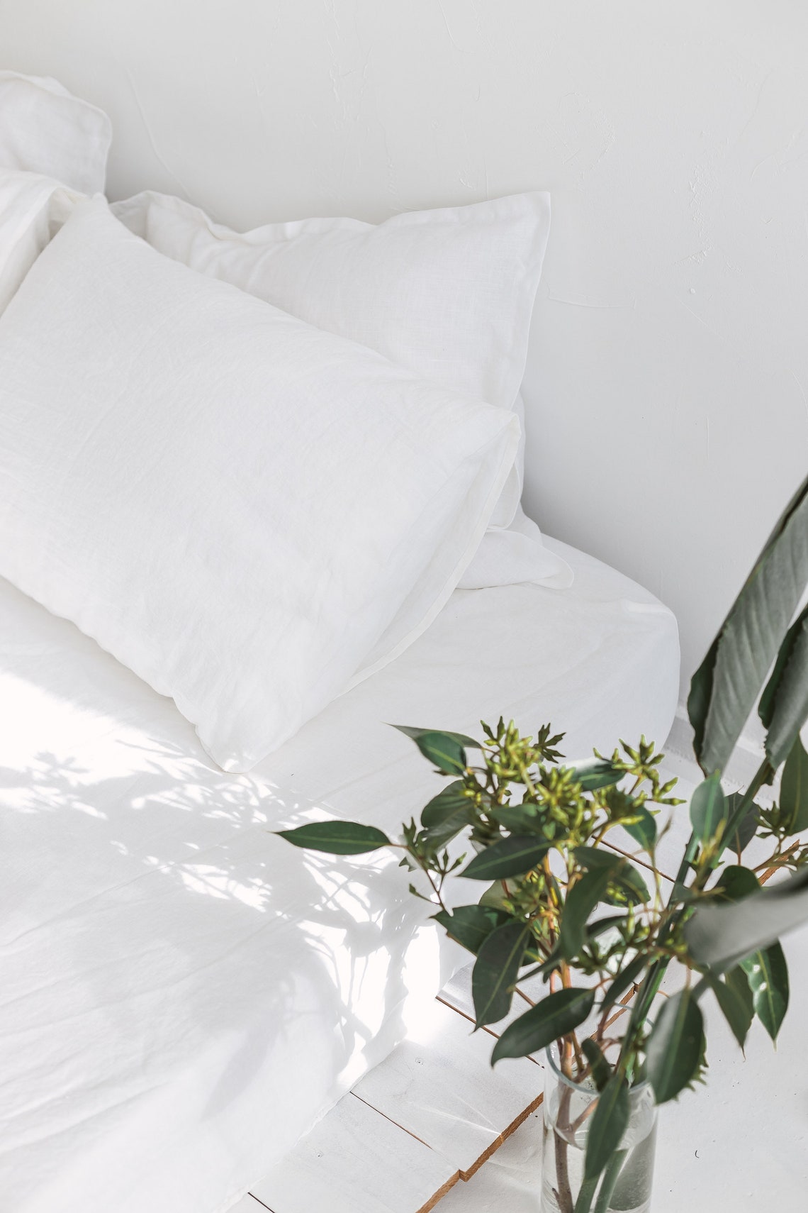 White Linen Bedding Set White Duvet Cover and Pillowcases - Etsy