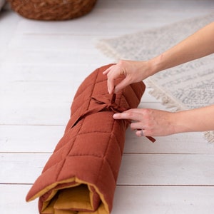 Portable Linen Pet Mat, Dog Roll-up Travel Mat, Two-sided Linen Pet Bed ...