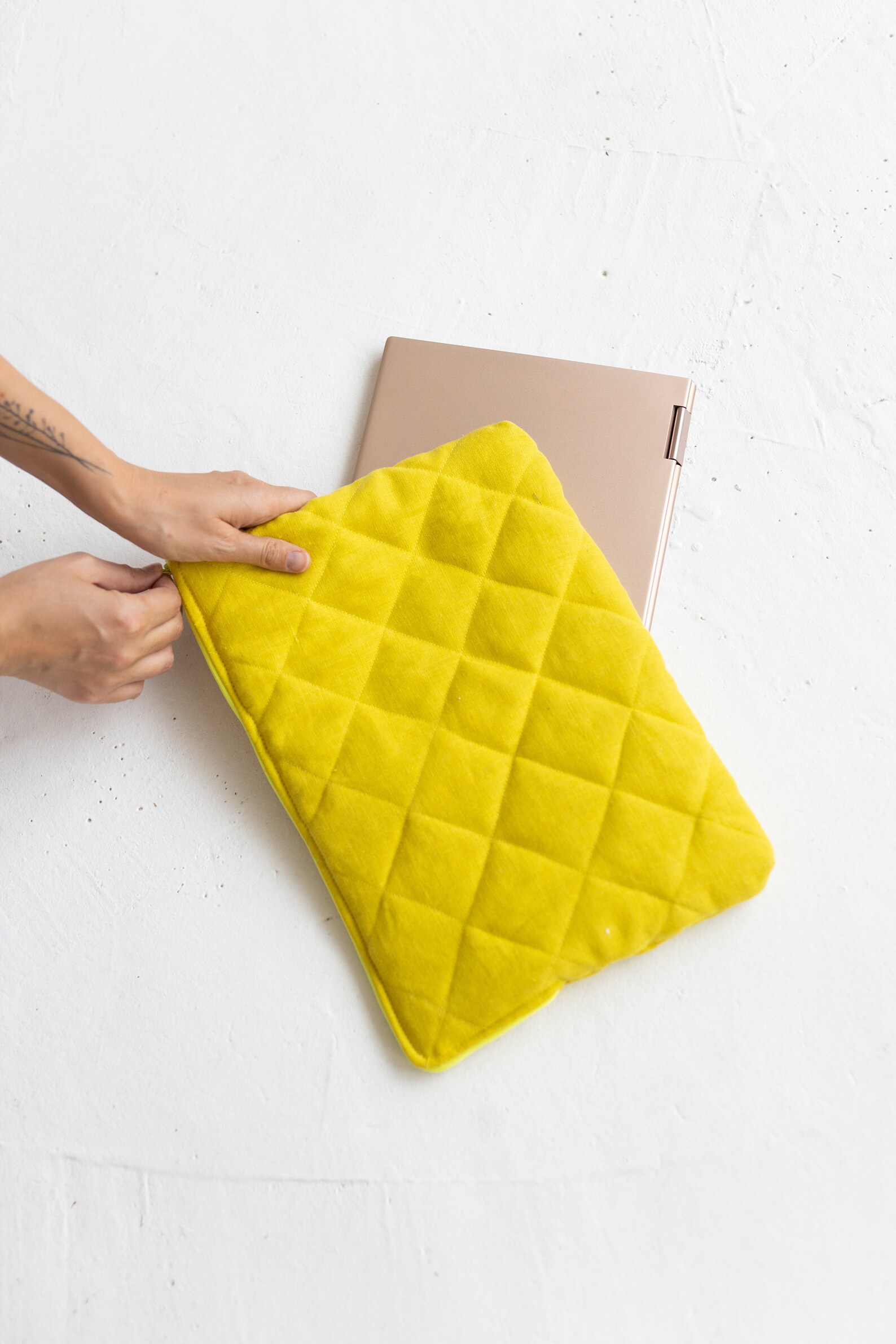 Linen Laptop Sleeve,linen Computer Case,quilted Linen MacBook Case ...