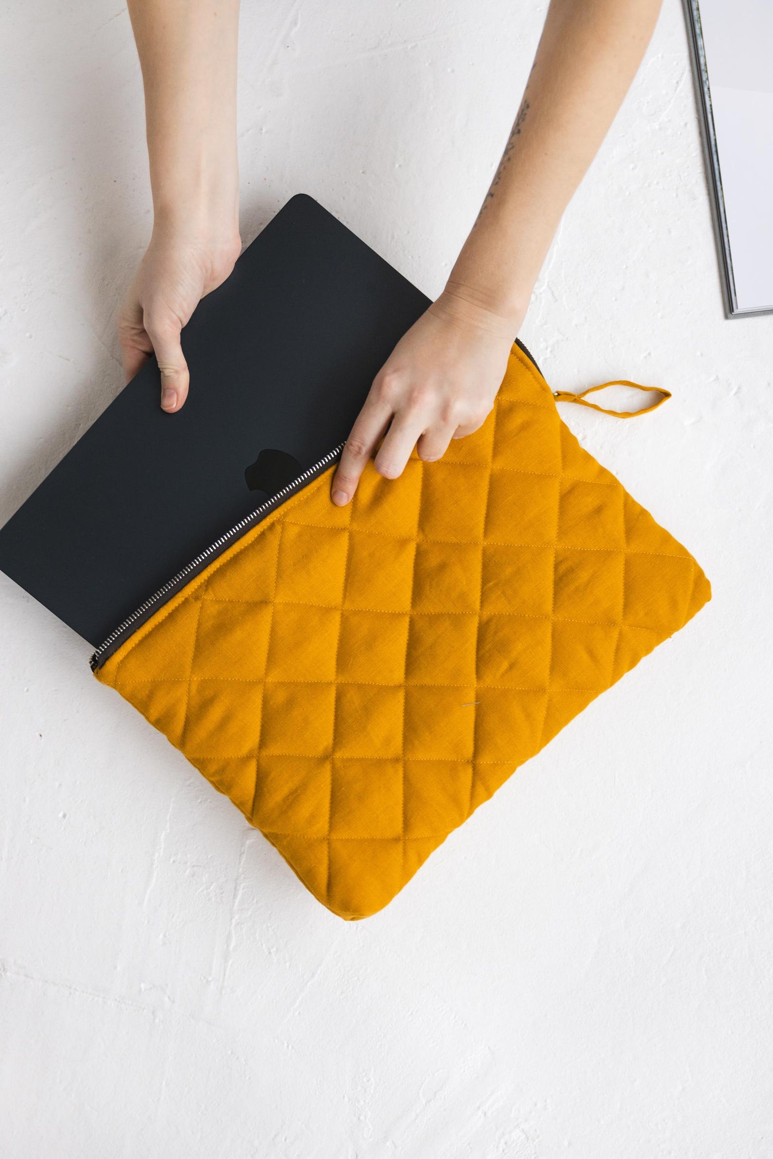 Linen Laptop Sleeve,linen Computer Case,quilted Linen MacBook Case ...