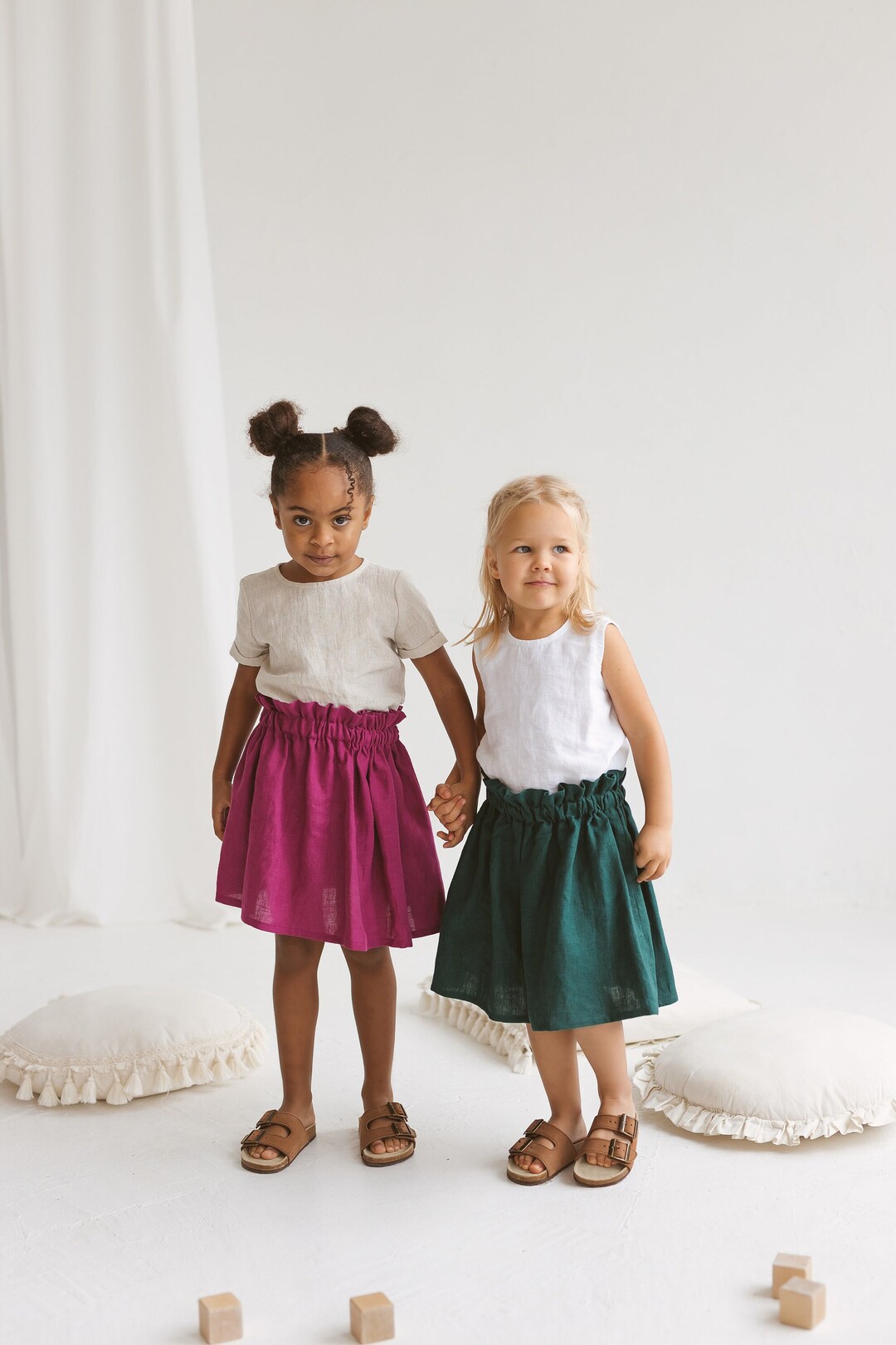Girls Linen Skirt,short Linen Skirt for Girl,linen Pink Girls Skirt ...