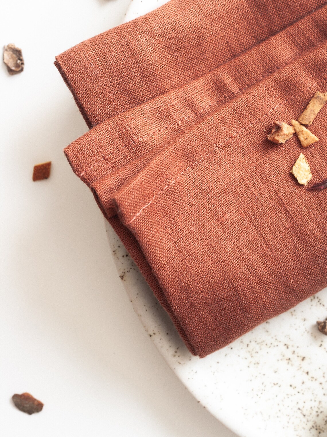 Rusty Softened Linen Napkins Set, Brick Red Linen Cloth Napkins ...