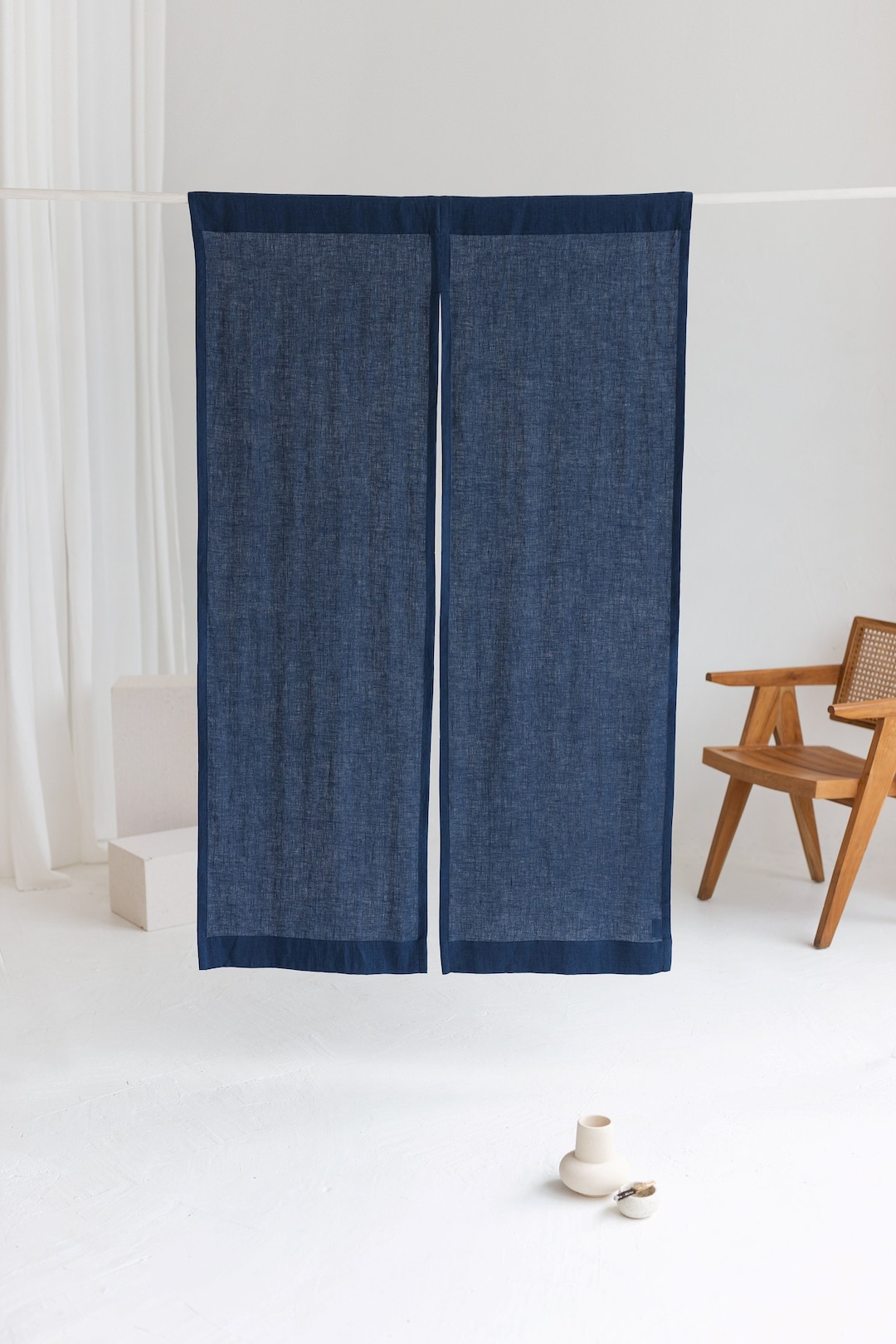 Dark Blue Linen Noren Curtain, Japanese Linen Noren Panel,japanese ...