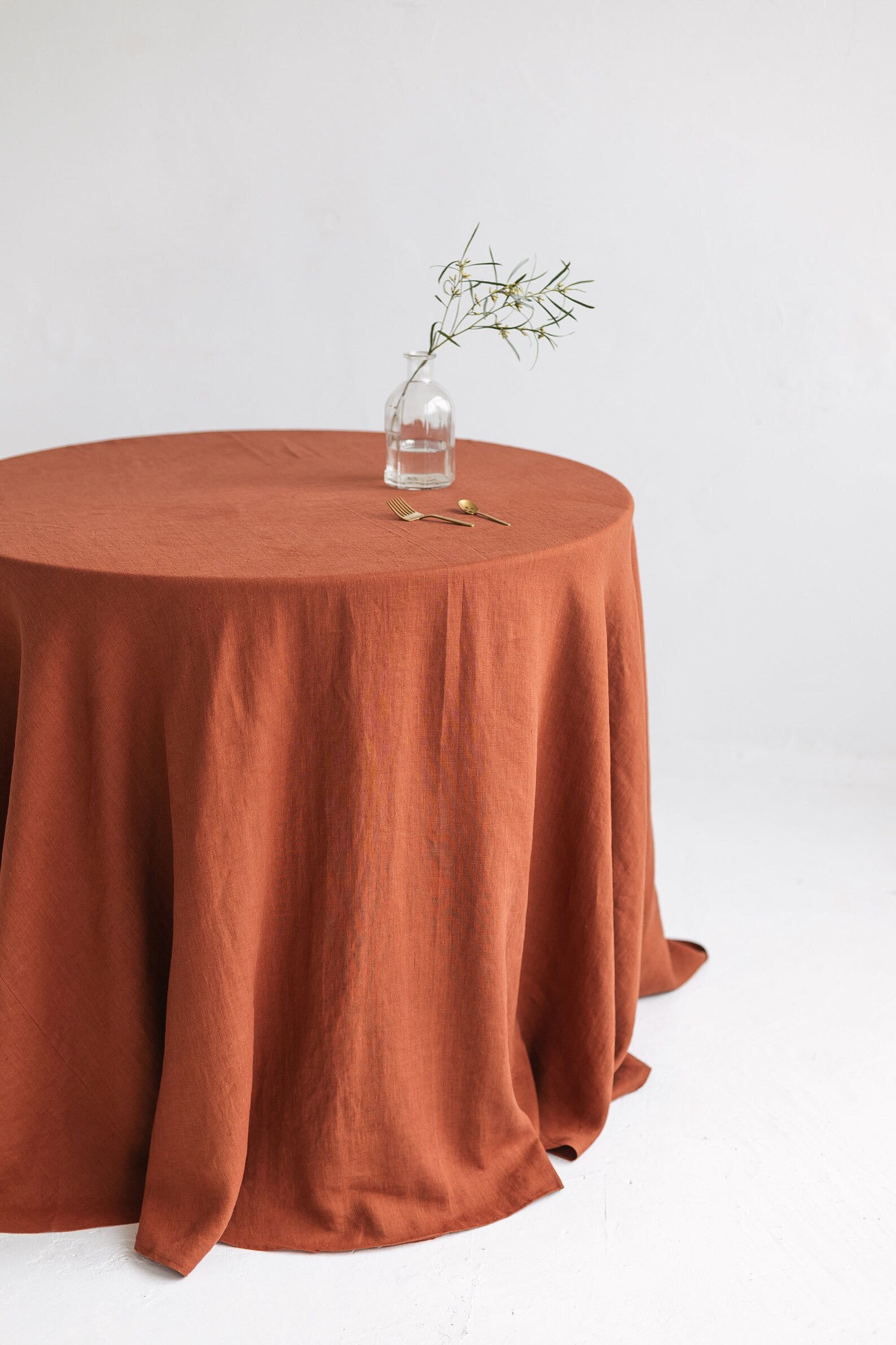 Rust Round Linen Tableclothlarge Round Linen Table - Etsy