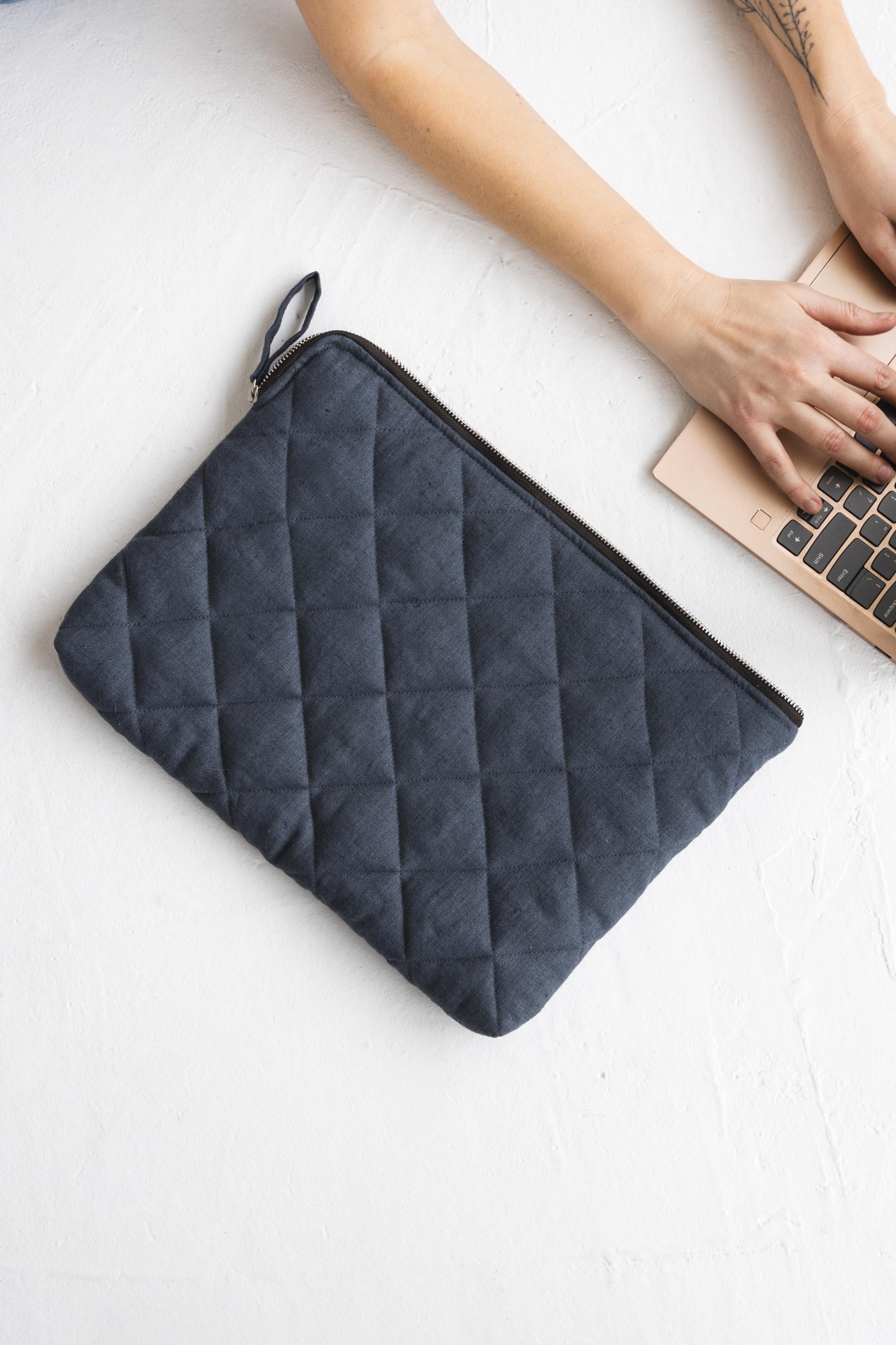 Linen Laptop Sleeve,linen Computer Case,quilted Linen MacBook Case ...
