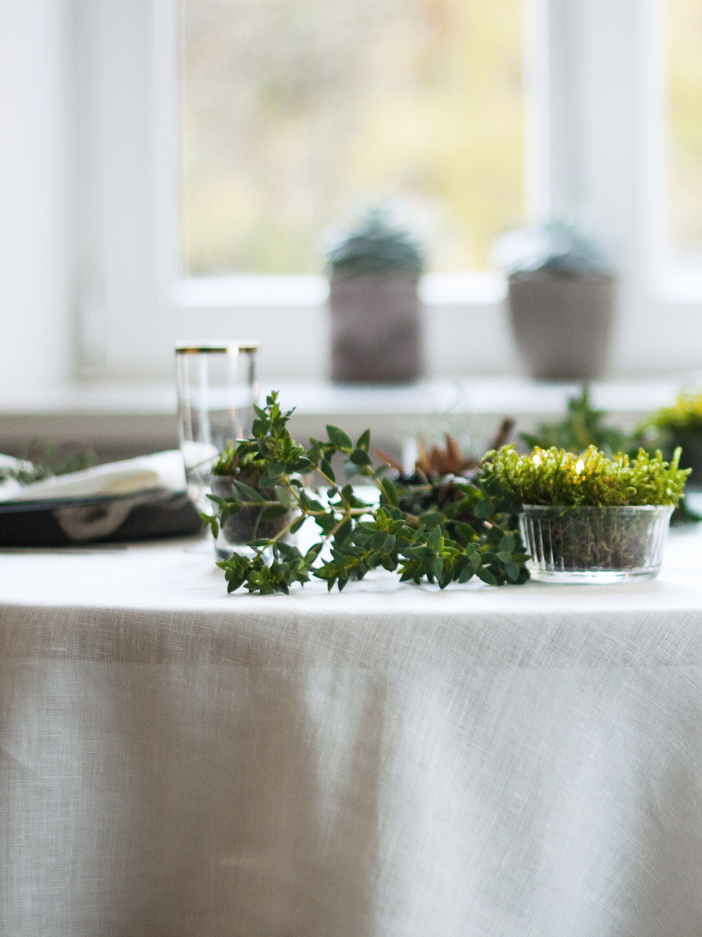 Square Linen Tablecloth for A Round Table, Extra Large Square Table ...