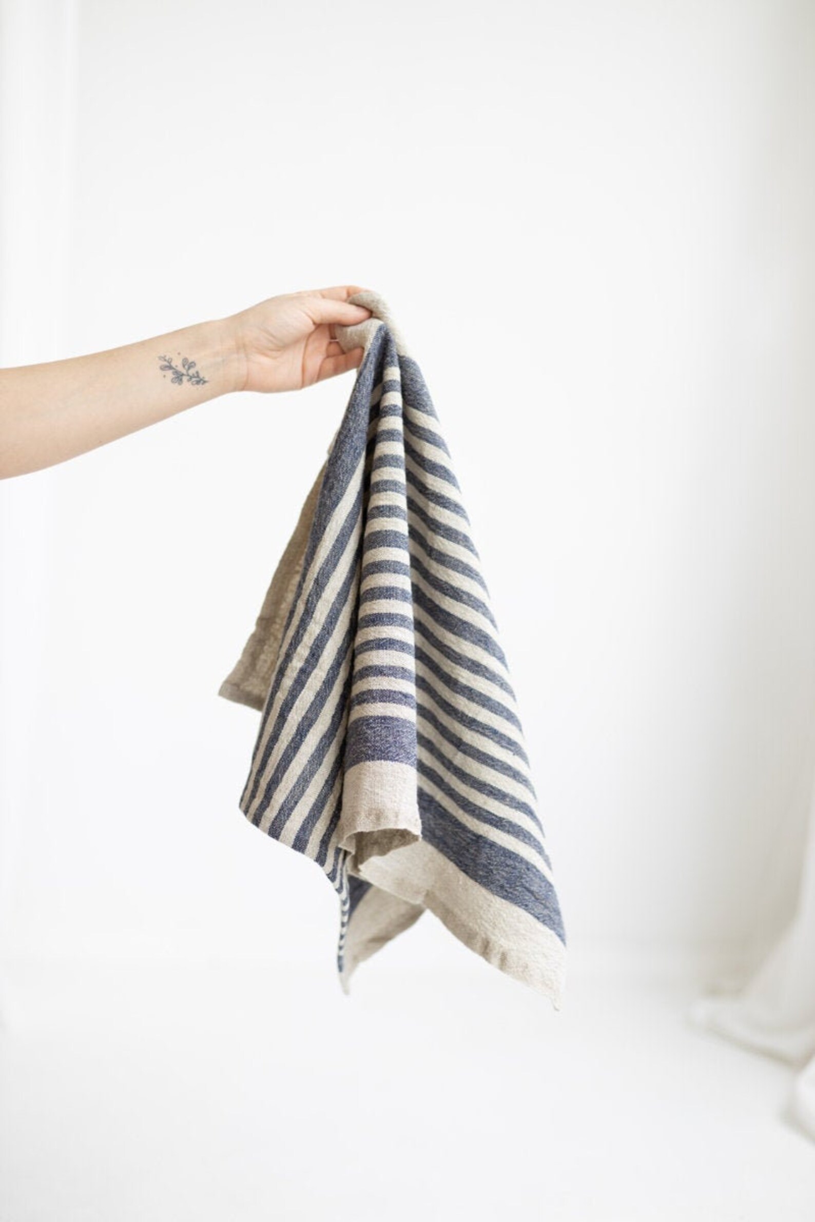 Striped Linen Tea Towels - Set of 2, Rustic Linen Tea Towels, Linen ...