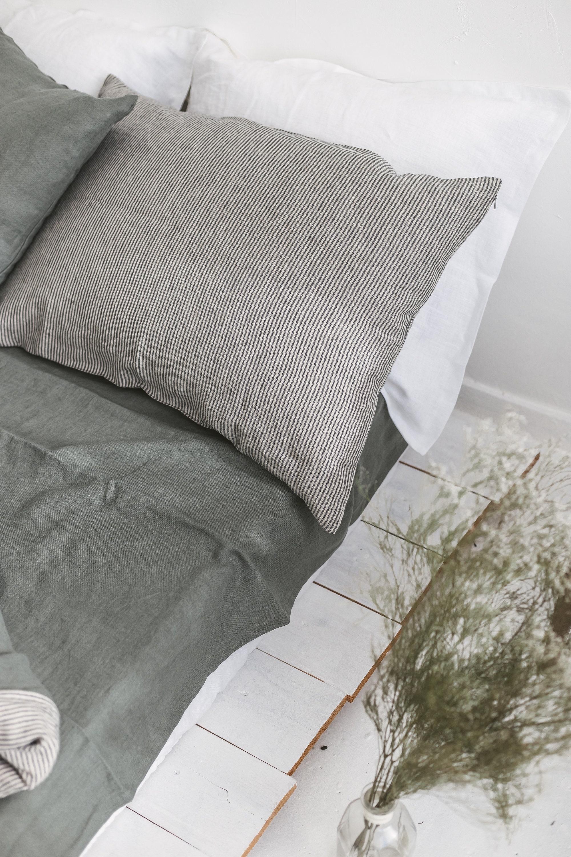 Two Sided Linen Duvet Cover and Pillowcases, Customized Color Linen ...