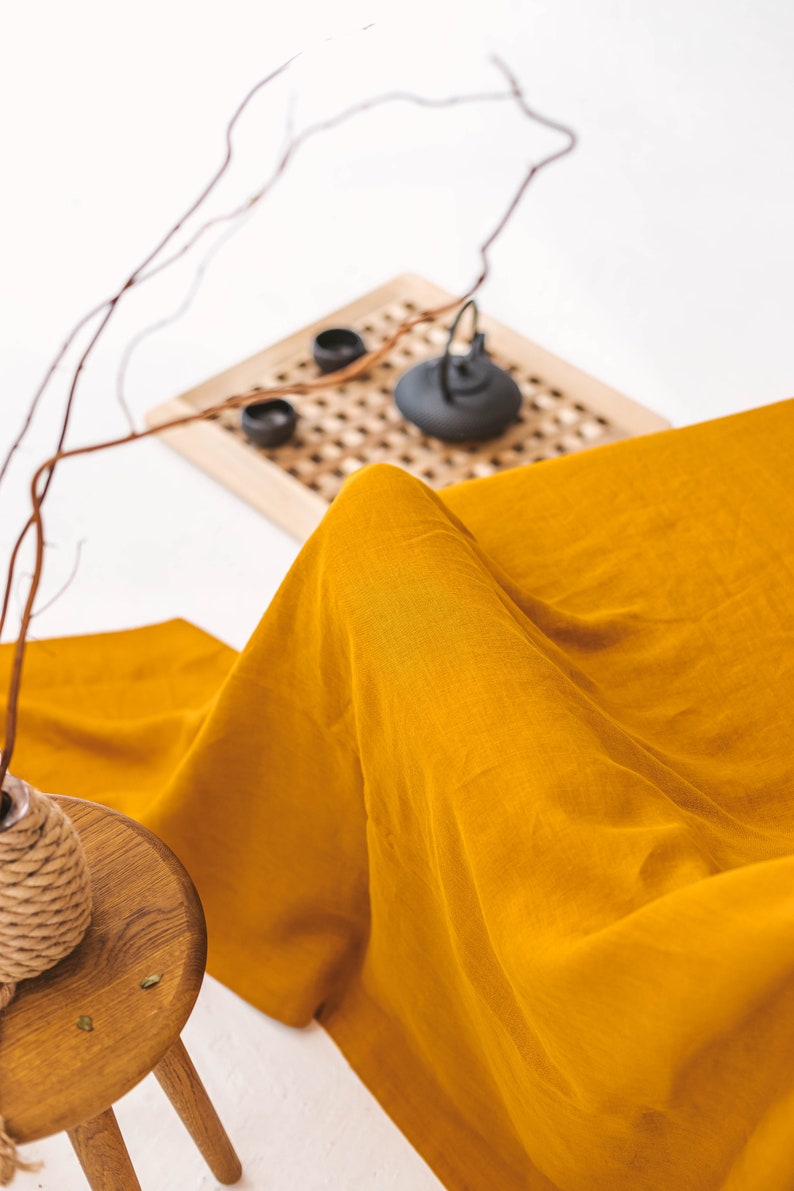 Mustard Linen Couch Cover, Linen Drop Cloth Couch Cover, Natural Sofa ...