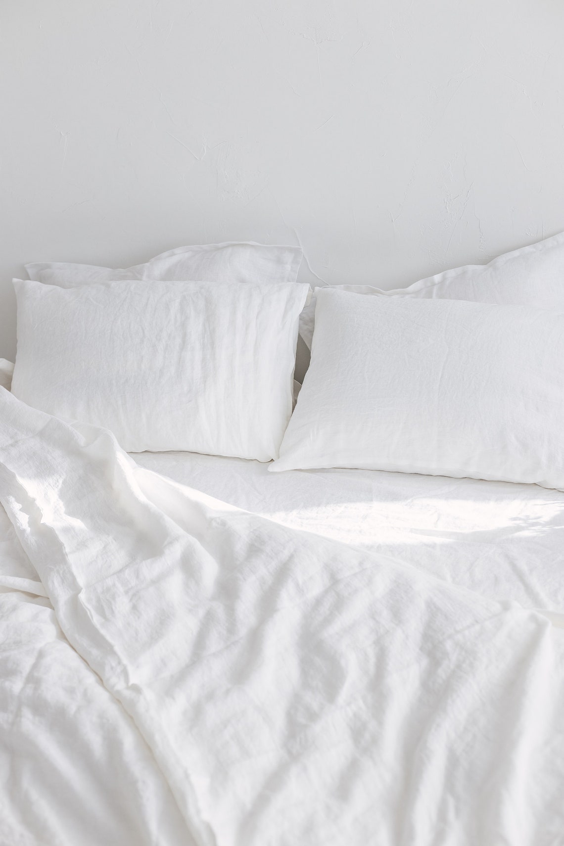 White Linen Bedding Set White Duvet Cover and Pillowcases - Etsy
