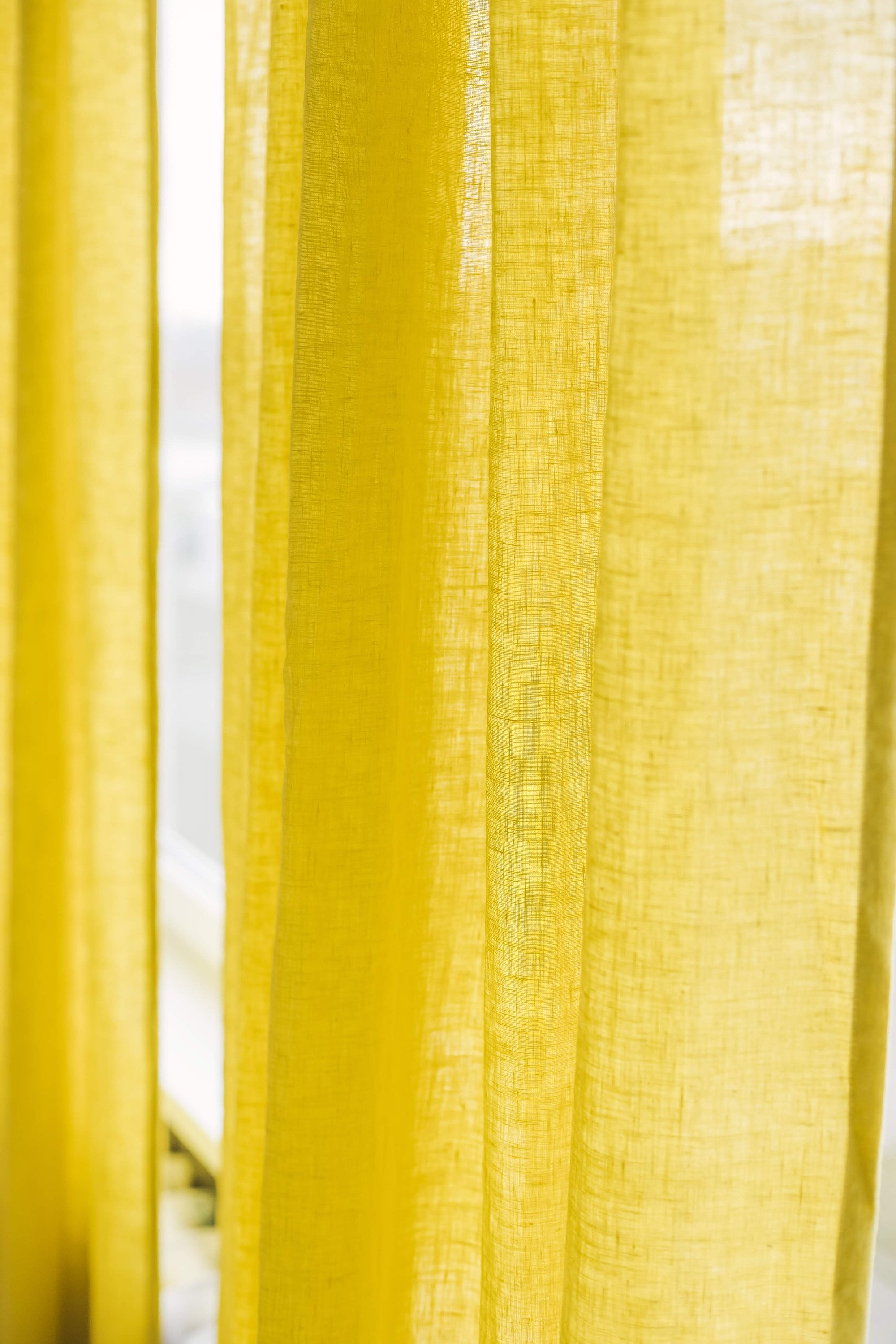 55/140 Cm Wide Yellow Long Linen Curtain Yellow Linen - Etsy